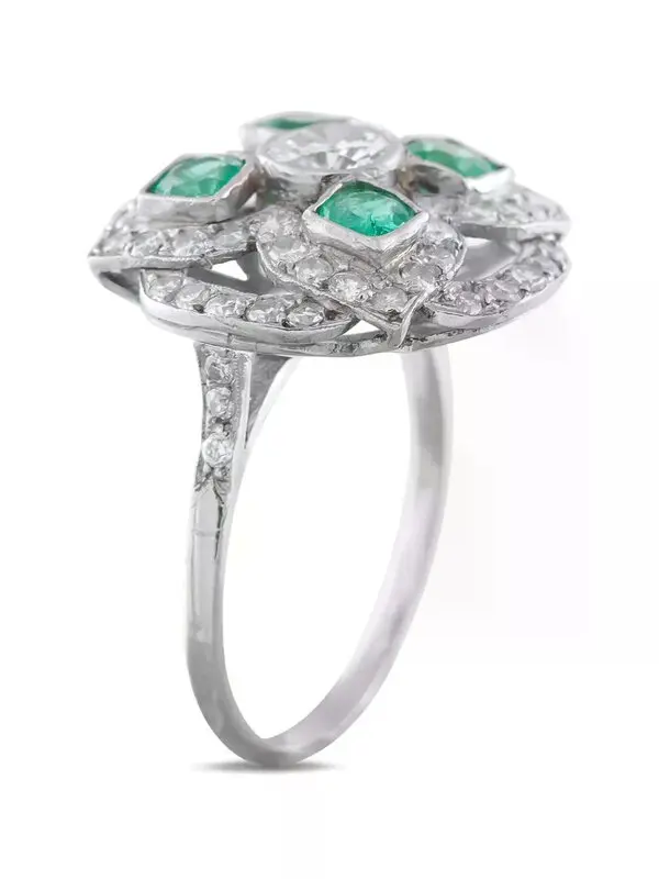 LB EXCLUSIVE Platinum, Diamond, And Emerald Ring