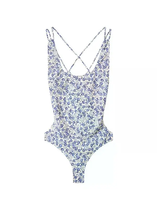 Isabel Marant Tenisia Floral-print One-piece Swimsuit - Blue