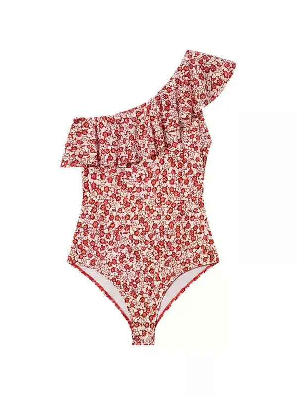 Isabel Marant Sicilya Ruffled Floral Swimsuit - Red