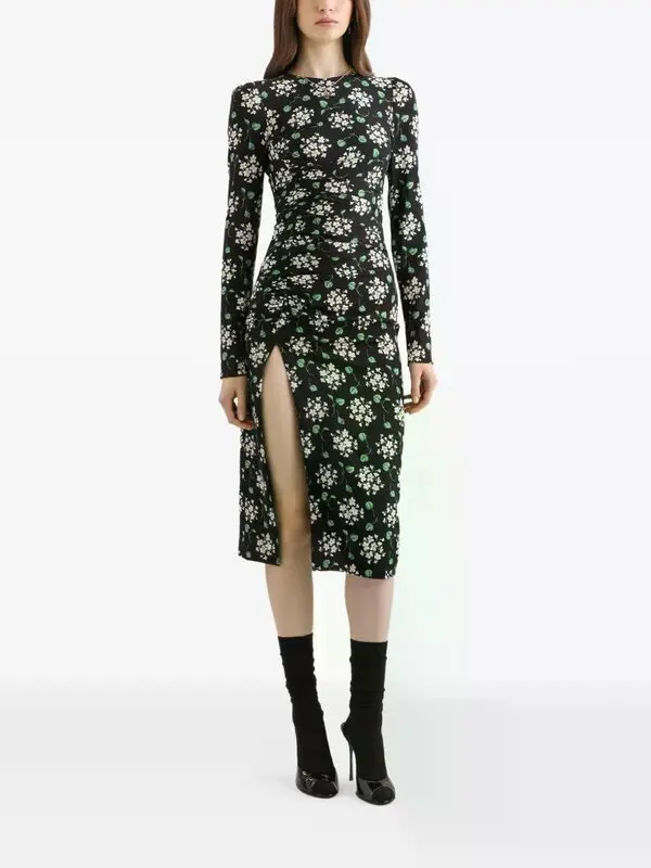 Dolce & Gabbana Geranium Bouquets-print Charmeuse Dress