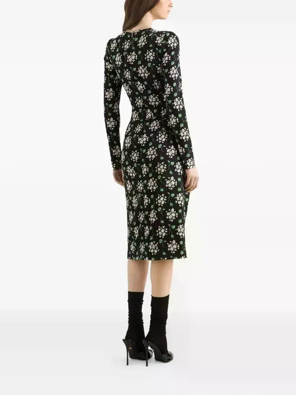 Dolce & Gabbana Geranium Bouquets-print Charmeuse Dress