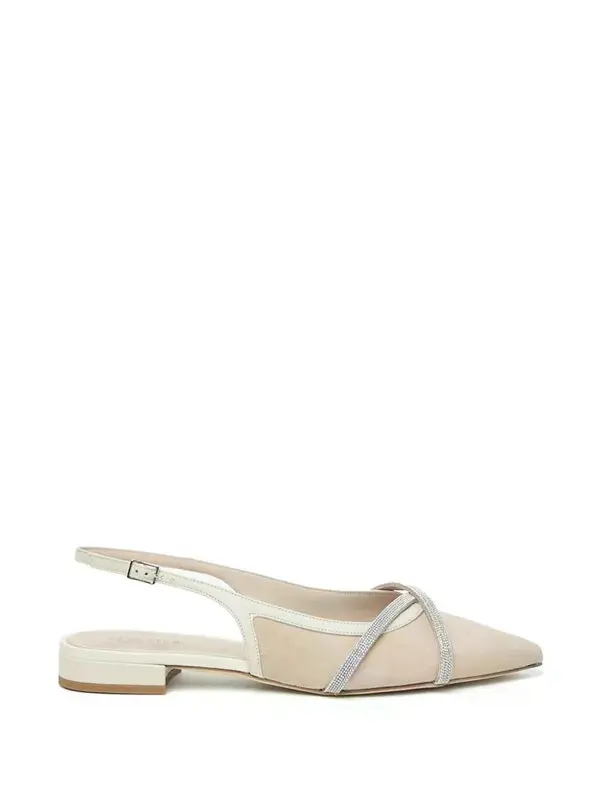 Peserico Embellished-strap Slingback Ballet Flats - Neutrals