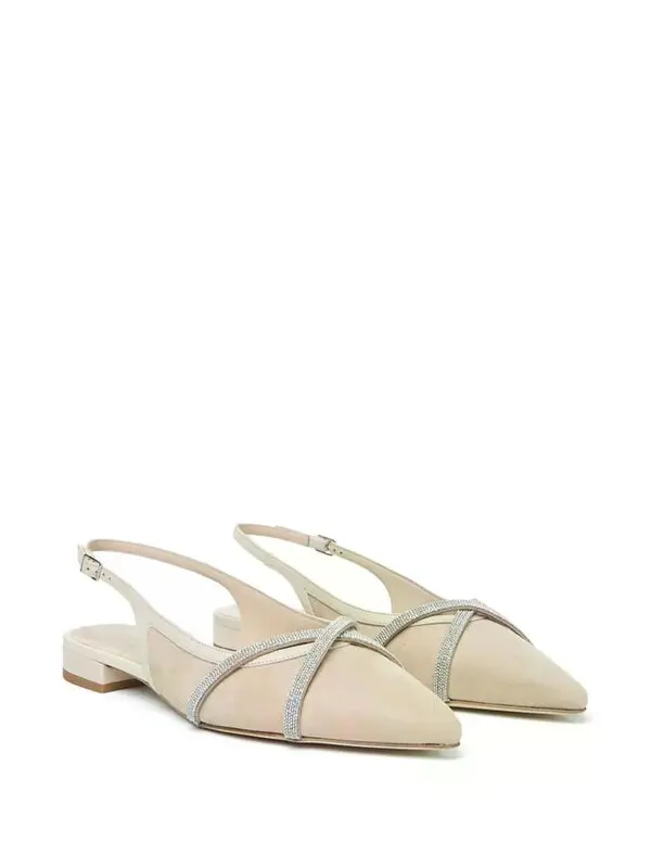 Peserico Embellished-strap Slingback Ballet Flats - Neutrals