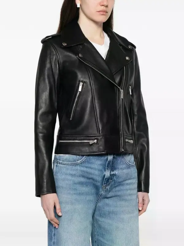 TWINSET Zip-up Leather Jacket - Black