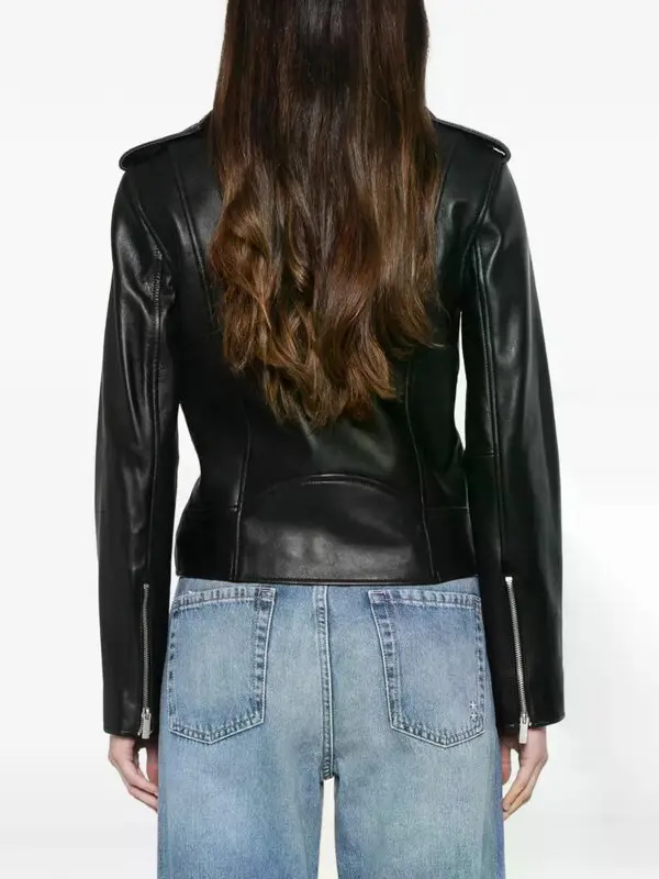 TWINSET Zip-up Leather Jacket - Black