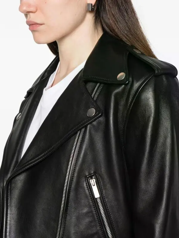 TWINSET Zip-up Leather Jacket - Black