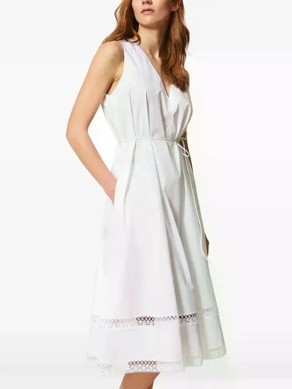 TWINSET Poplin Long Dress With Embroidery - White