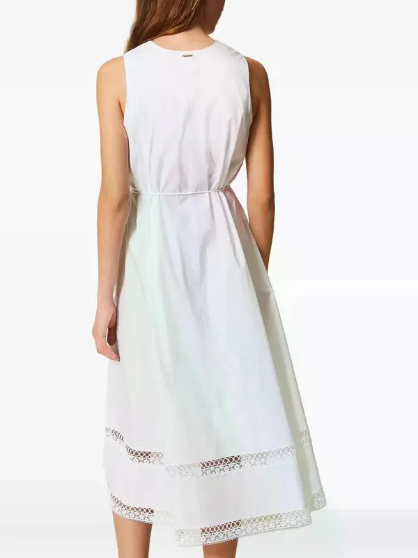 TWINSET Poplin Long Dress With Embroidery - White