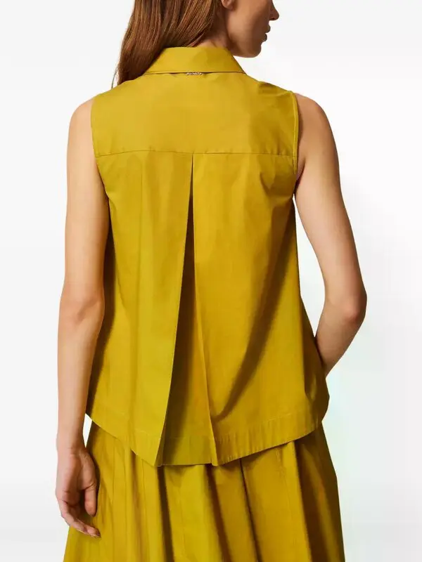 TWINSET Sleeveless Poplin Shirt With Patch Pockets And Pleats - Yellow