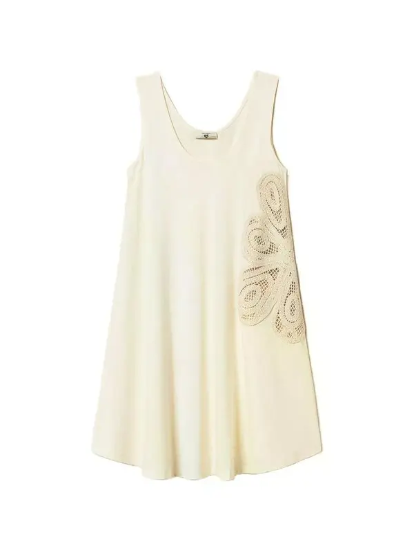 TWINSET Crochet Appliqué Sleeveless Dress - White