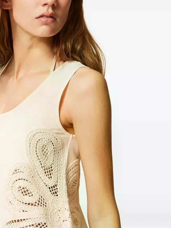 TWINSET Crochet Appliqué Sleeveless Dress