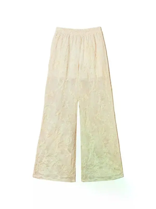 TWINSET Floral Embroidery Palazzo Pants - Neutrals