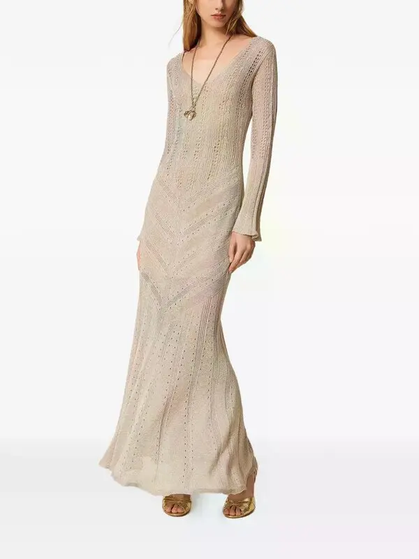 TWINSET Midi V-neck Dress With Flared Hem