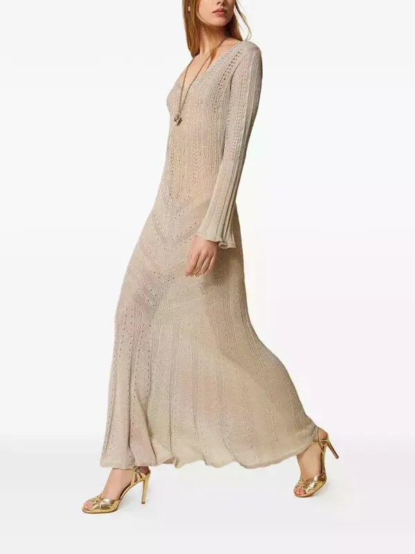TWINSET Midi V-neck Dress With Flared Hem