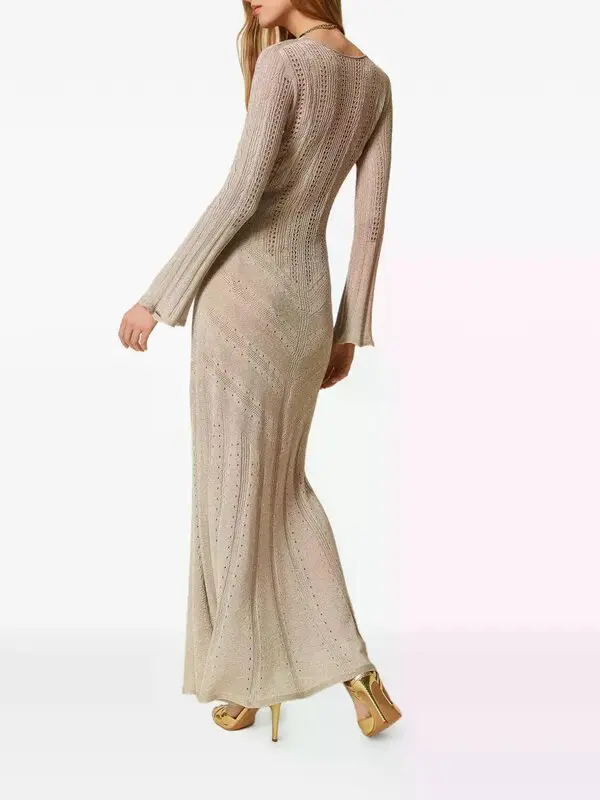 TWINSET Midi V-neck Dress With Flared Hem