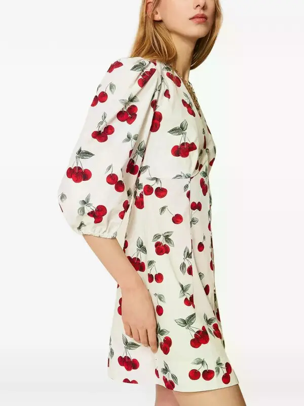 TWINSET Short Poplin Dress With Cherry Print