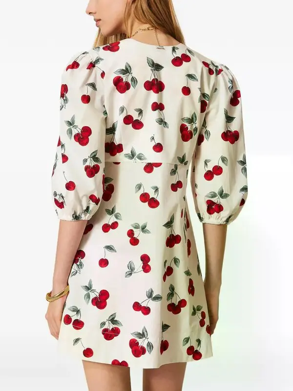 TWINSET Short Poplin Dress With Cherry Print