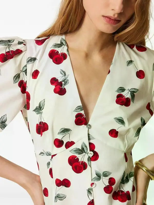 TWINSET Short Poplin Dress With Cherry Print