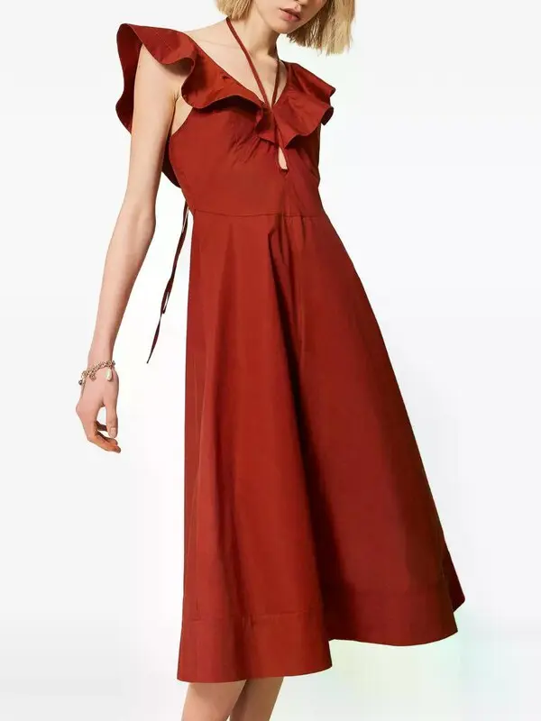 TWINSET Ruffled Midi Dress - Brown