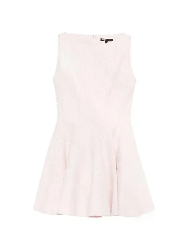 Maje Short Flared Tweed Dress With Rhinestone Embellishments