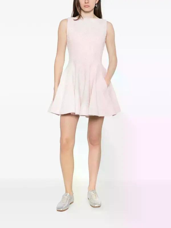 Maje Short Flared Tweed Dress With Rhinestone Embellishments
