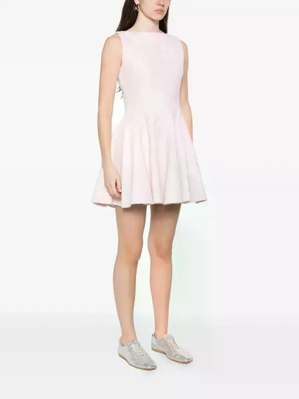 Maje Short Flared Tweed Dress With Rhinestone Embellishments