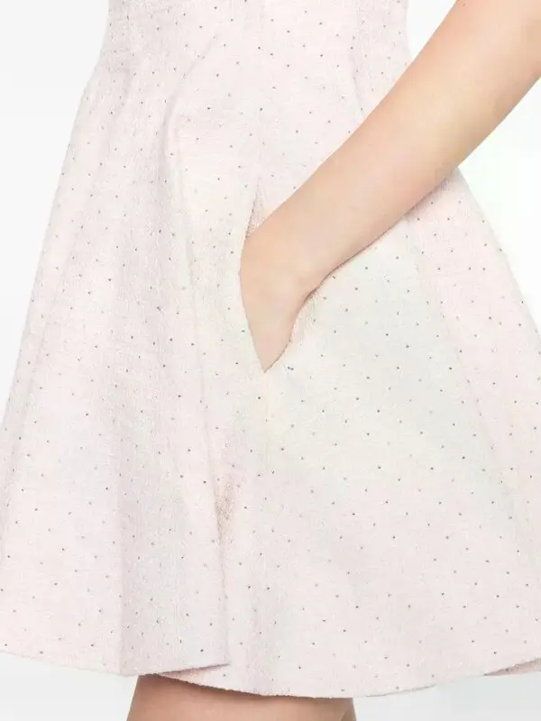 Maje Short Flared Tweed Dress With Rhinestone Embellishments