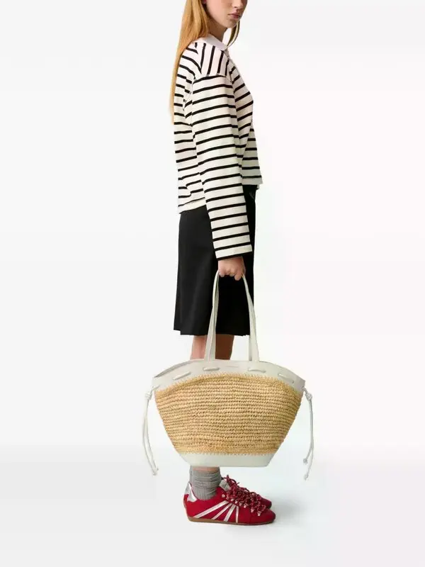 Claudie Pierlot Alban Raffia And Leather Basket Bag
