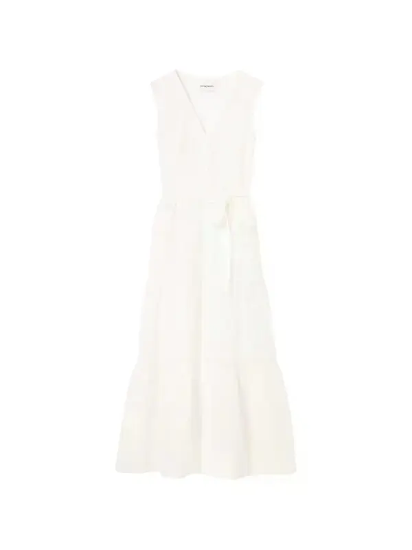 Claudie Pierlot V-neck Maxi Dress With Lace Trim And Pleating