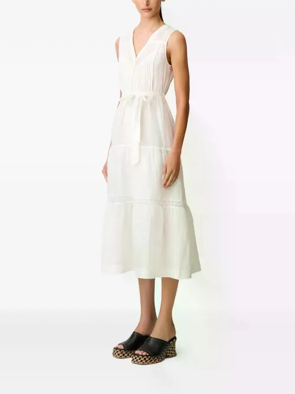 Claudie Pierlot V-neck Maxi Dress With Lace Trim And Pleating