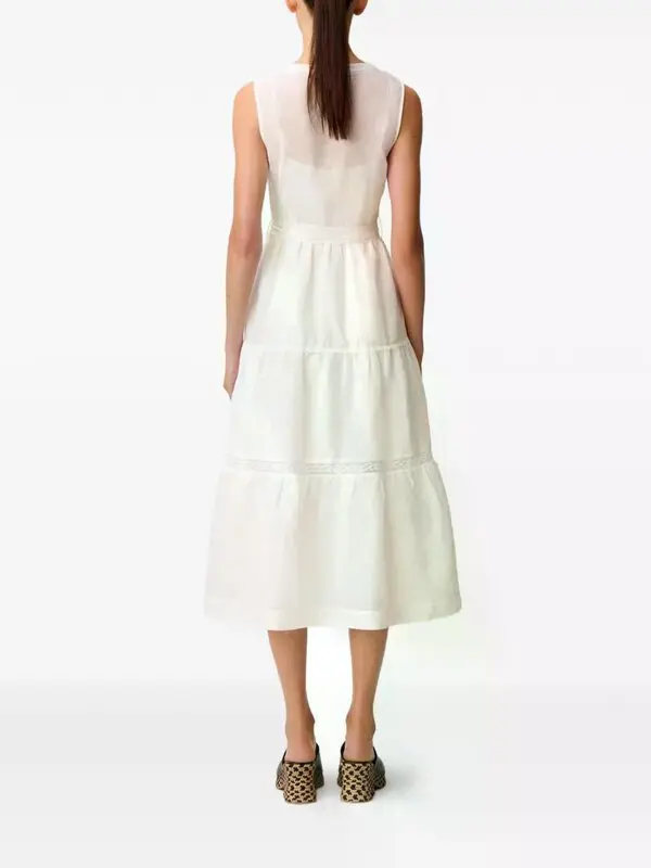 Claudie Pierlot V-neck Maxi Dress With Lace Trim And Pleating