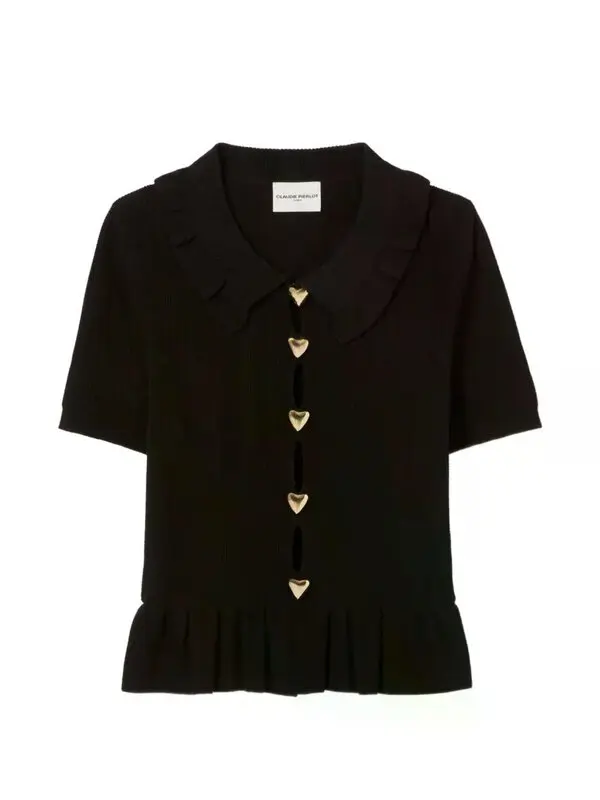 Claudie Pierlot Heart" Open-knit Top With Frilled Collar