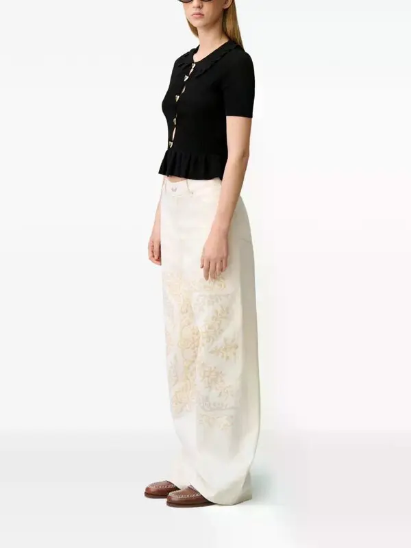 Claudie Pierlot Heart" Open-knit Top With Frilled Collar