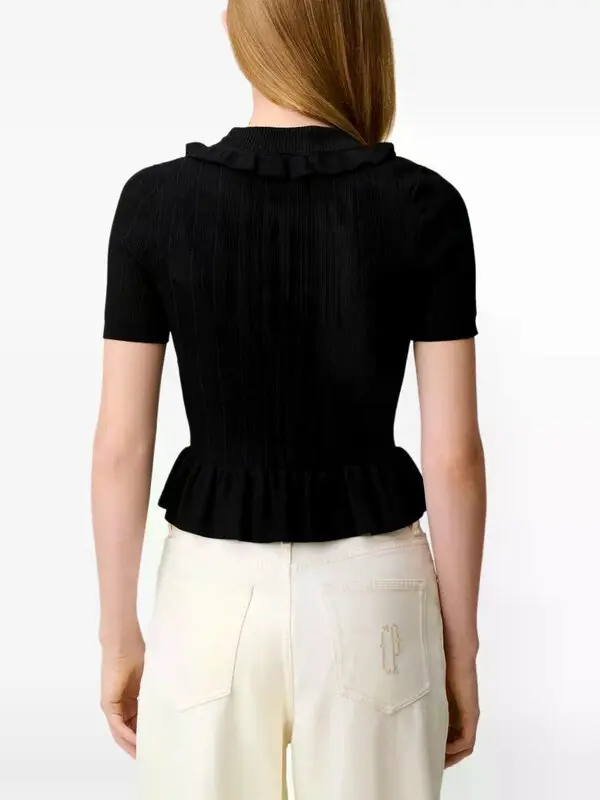 Claudie Pierlot Heart" Open-knit Top With Frilled Collar