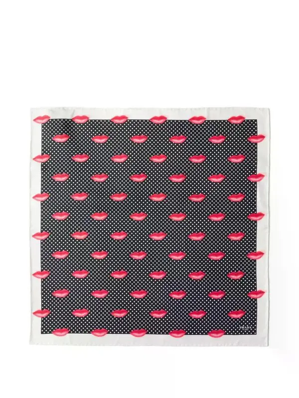 Prada Printed Silk Twill Scarf - Black