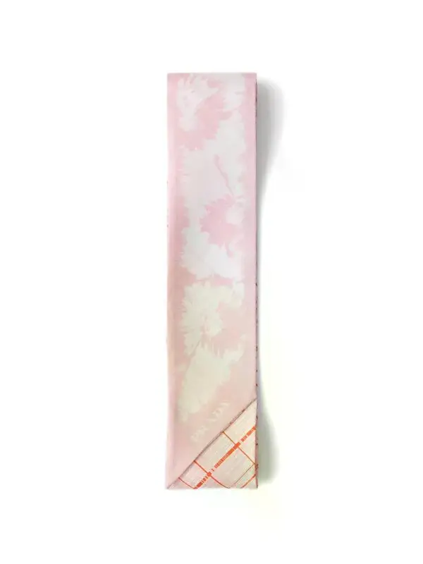 Prada Printed Silk Twill Skinny Scarf - Pink
