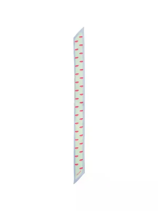 Prada Printed Silk Twill Skinny Scarf - Green