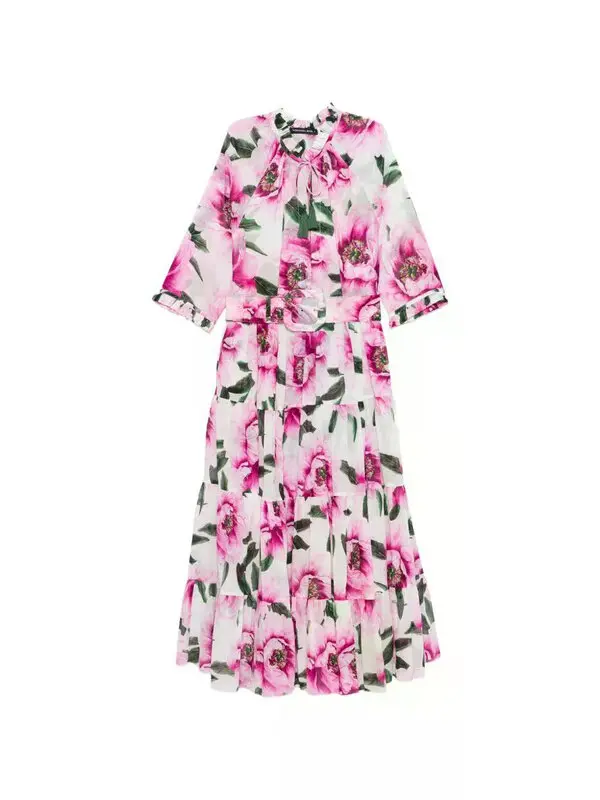Samantha Sung Floral Print Belted Midi Dress