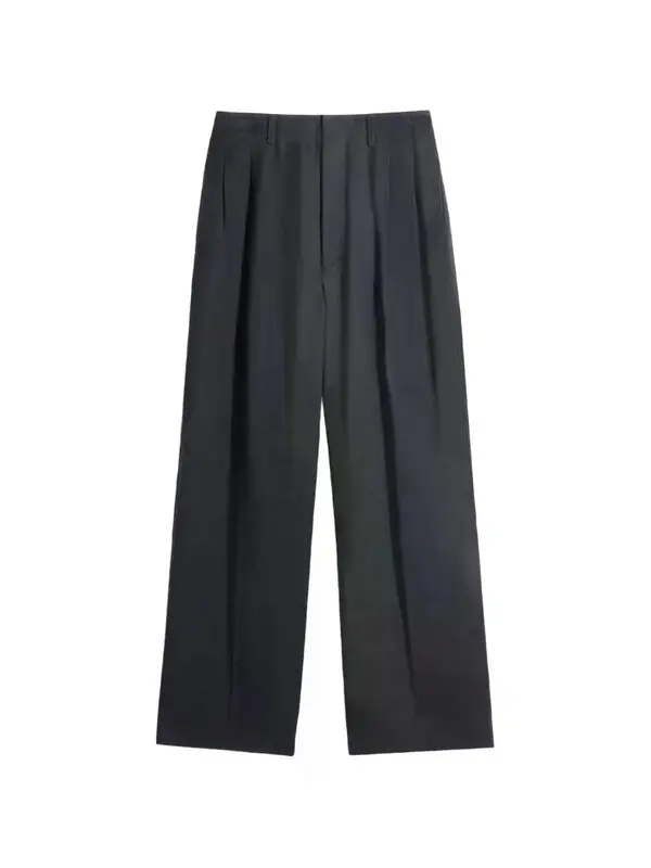 LEMAIRE Pleated Tailored Pants In Viscose Linen Gabardine - Black