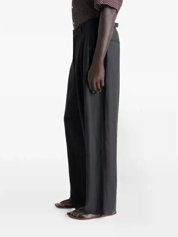 LEMAIRE Pleated Tailored Pants In Viscose Linen Gabardine - Black