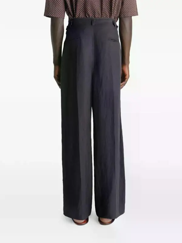 LEMAIRE Pleated Tailored Pants In Viscose Linen Gabardine - Black