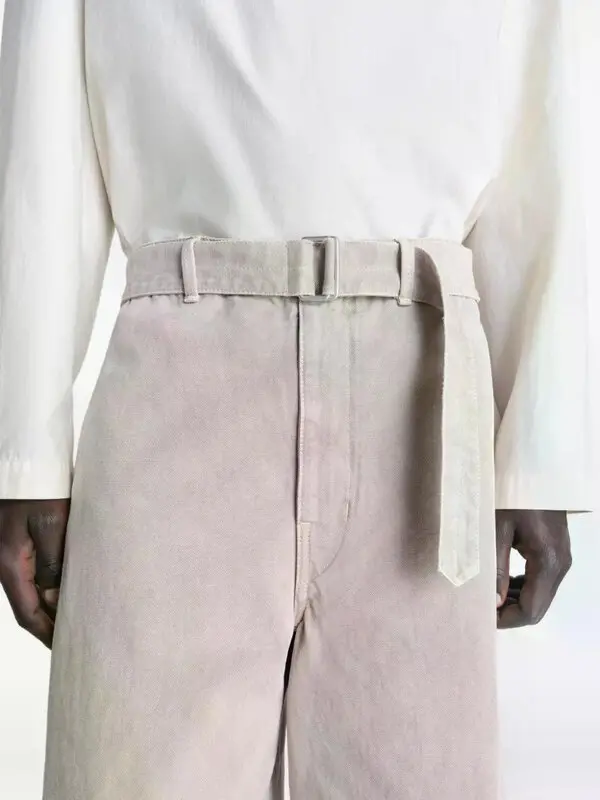 LEMAIRE Belted Wide-leg Denim Shorts - Neutrals