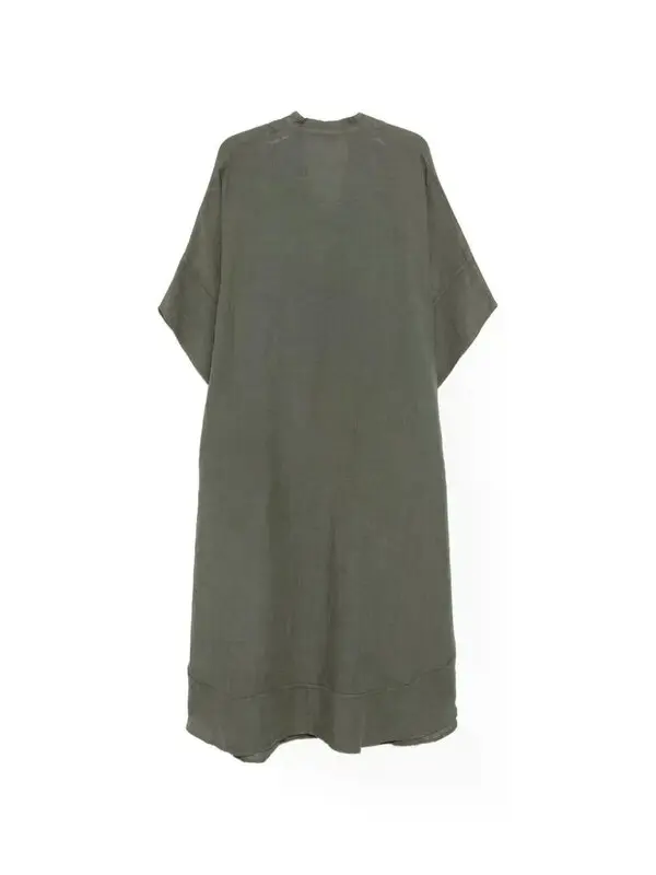120% Lino V-neck Linen Midi Dress - Green