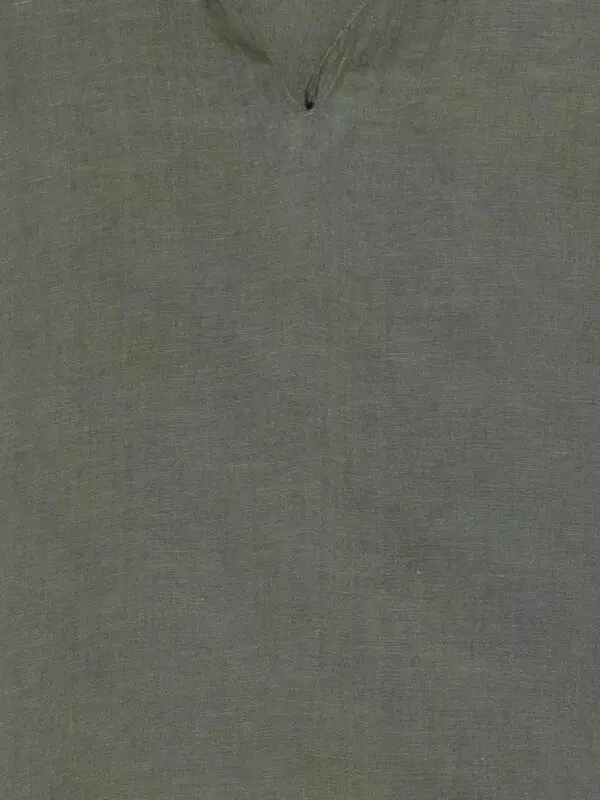 120% Lino V-neck Linen Midi Dress - Green