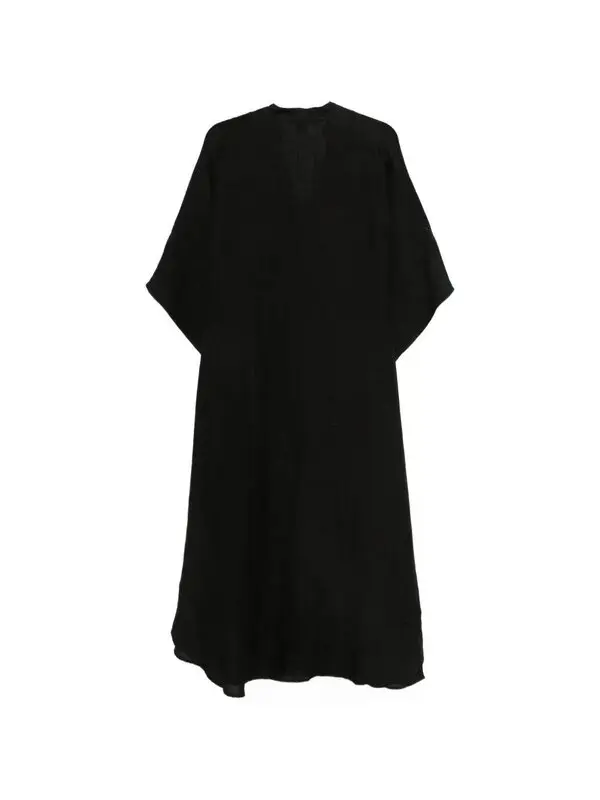 120% Lino V-neck Midi Dress - Black