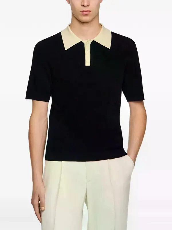 Sandro Two-tone Polo Shirt - Black