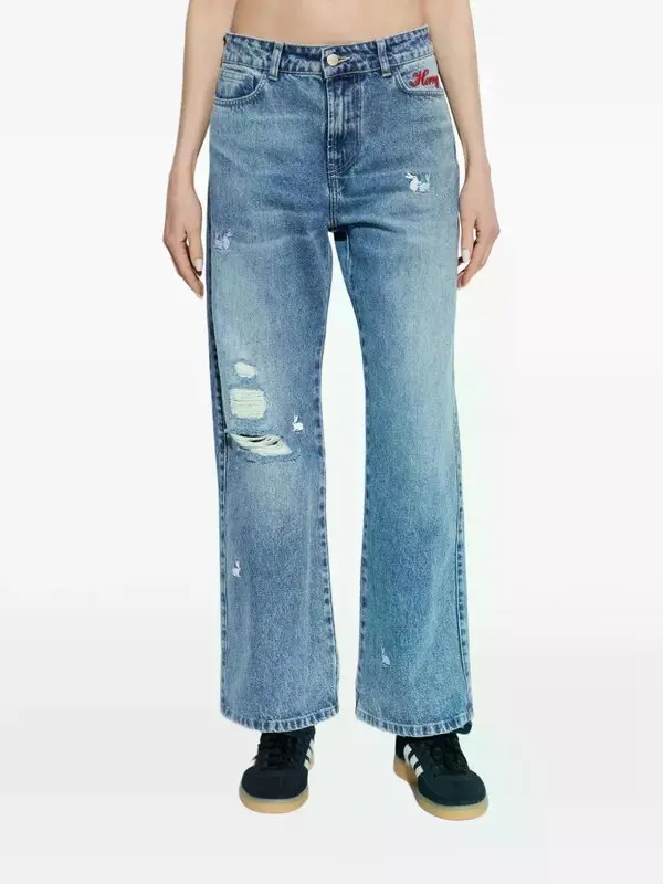 CARNE BOLLENTE Embroidered Straight Leg Jeans