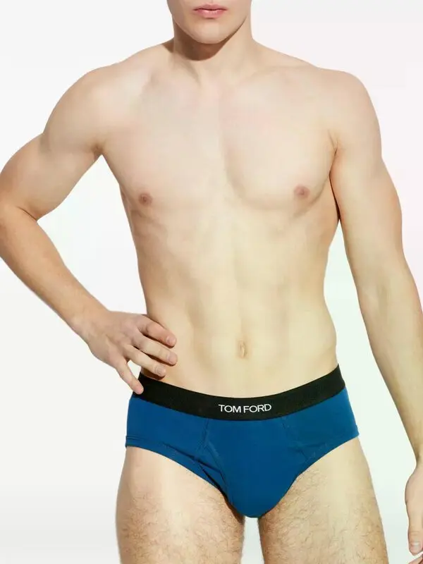 TOM FORD Logo-waistband Briefs - Blue