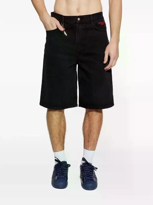 CARNE BOLLENTE Heart-embroidered Shorts - Black
