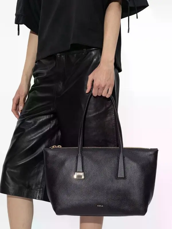Furla Leather Tote Bag With Top Handles - Black